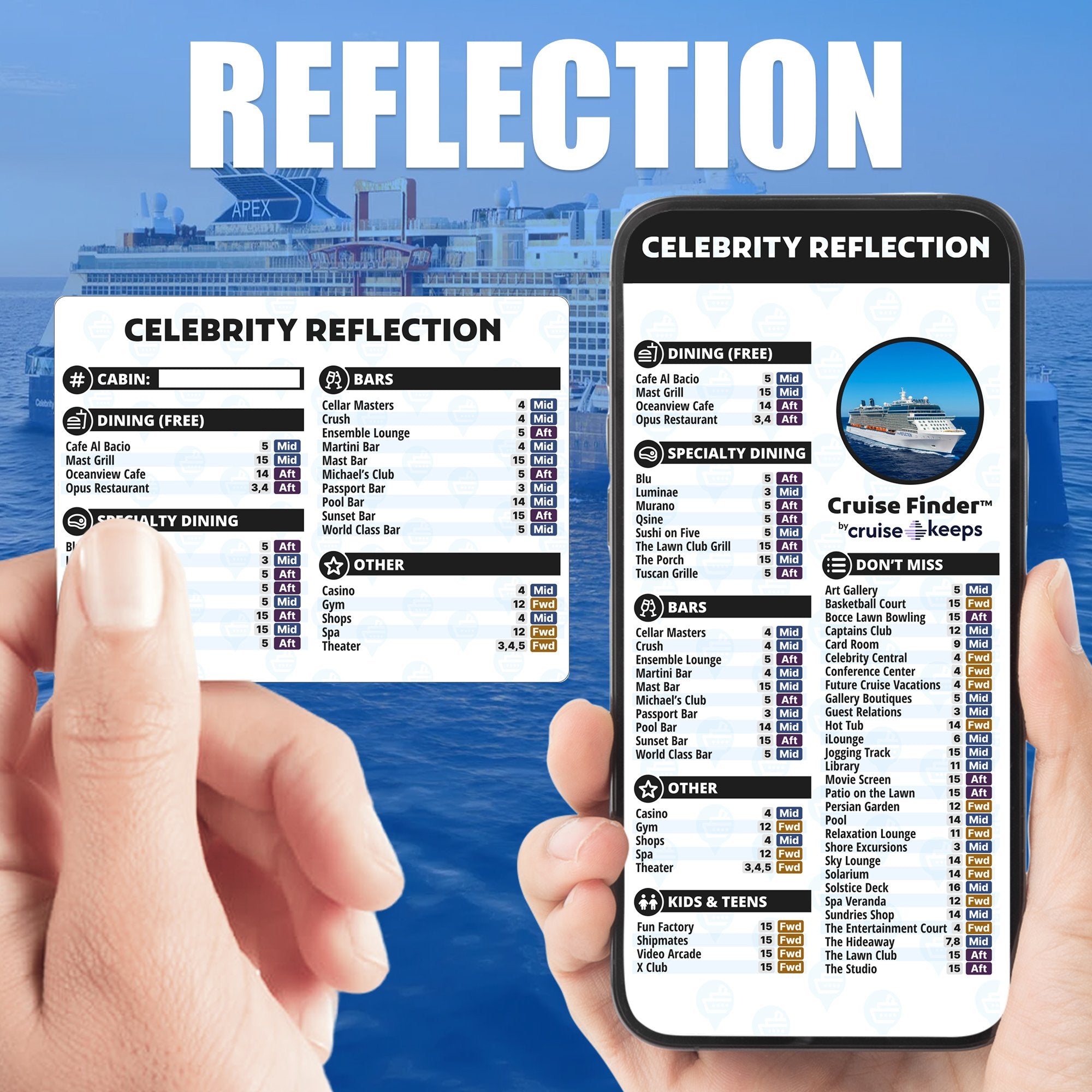 Celebrity Reflection Deck Finder Cards – Cruise Keeps