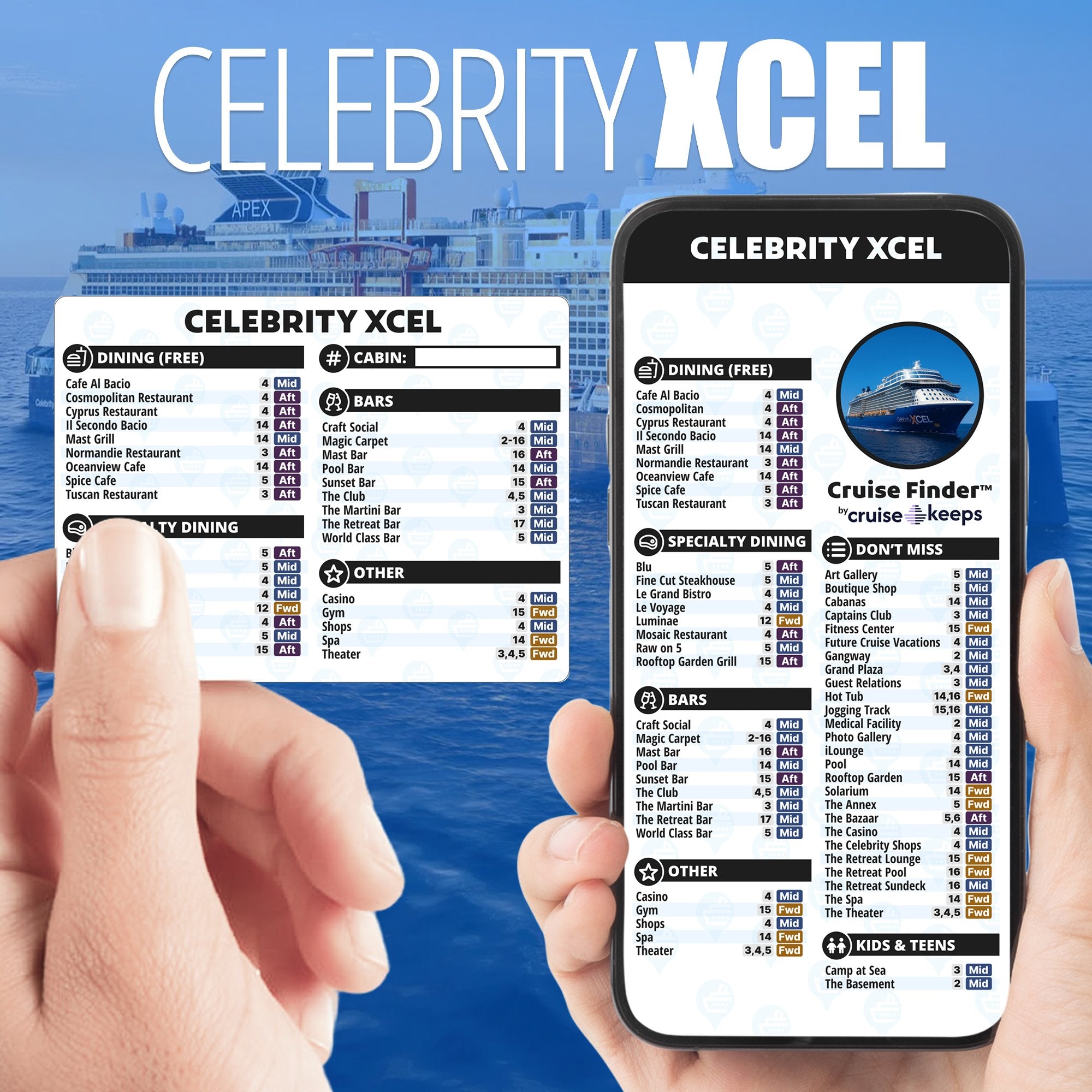 Celebrity Xcel Deck Finder Cards – Cruise Keeps