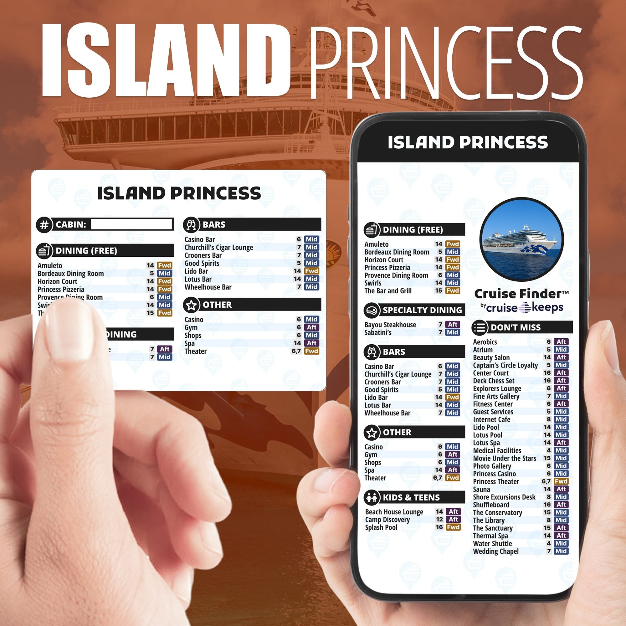 Island Princess Deck Finder Cards – Cruise Keeps