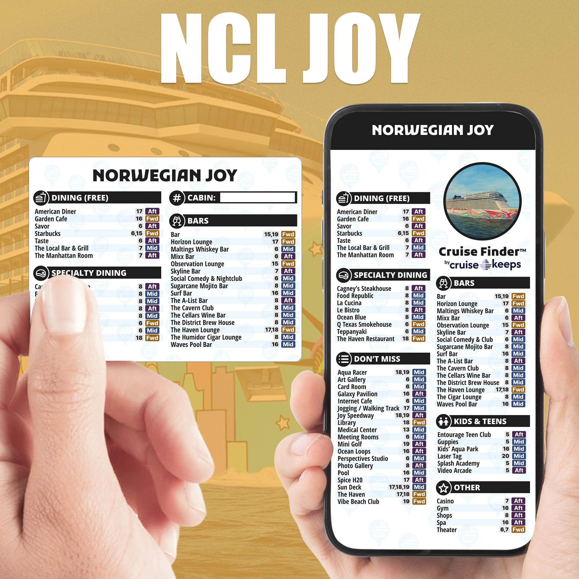 Norwegian Joy Deck Finder Cards – Cruise Keeps