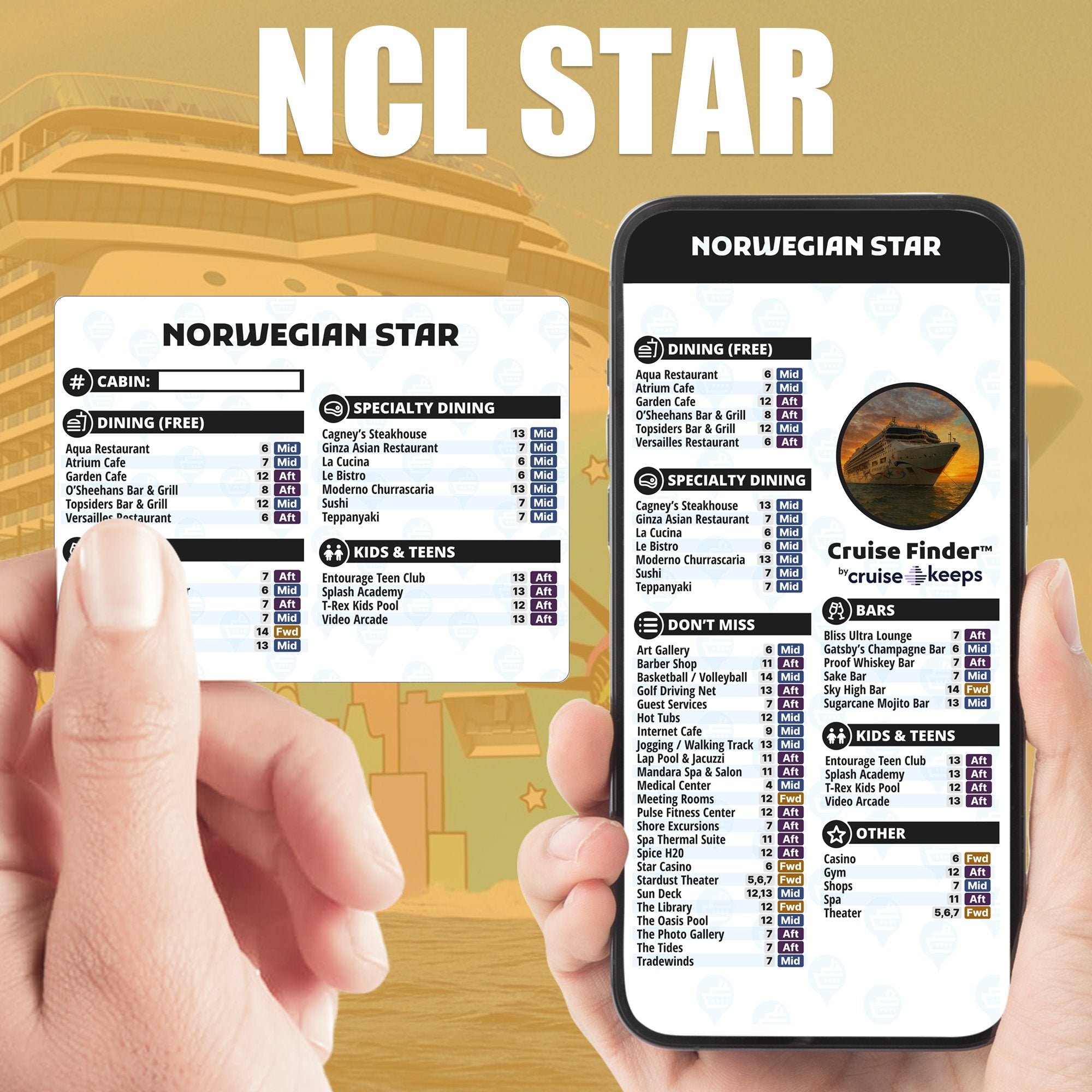 Norwegian Star Deck Finder Cards – Cruise Keeps