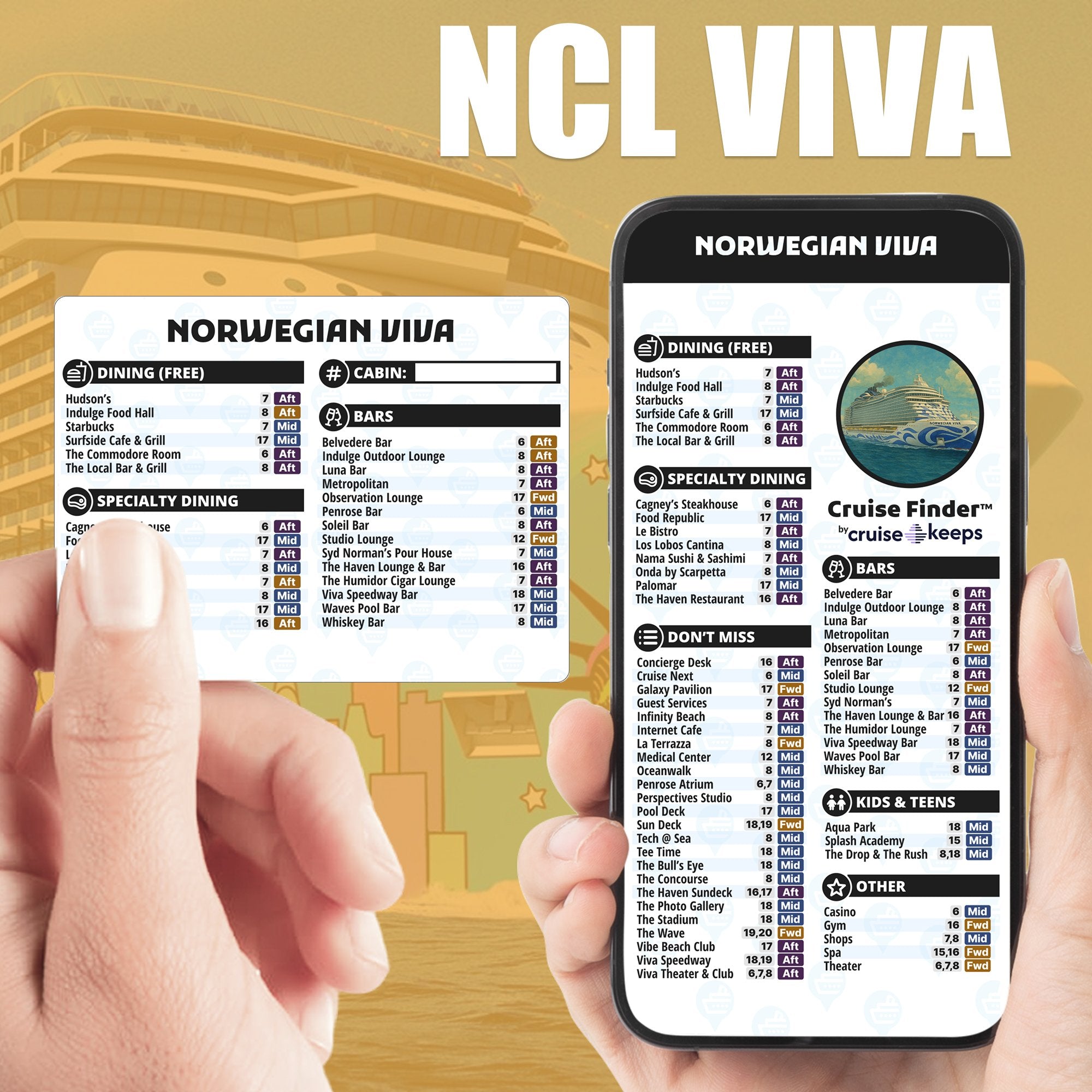 Norwegian Viva Deck Finder Cards – Cruise Keeps